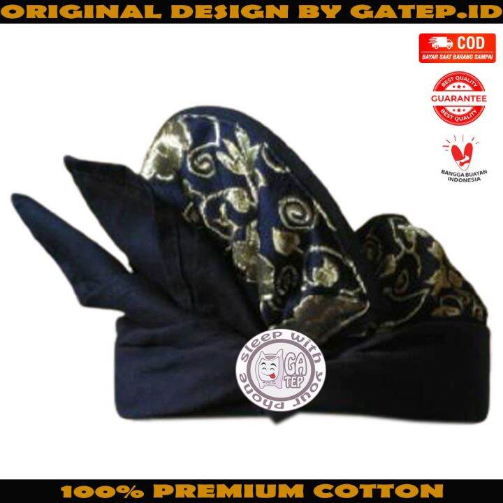 Udeng Bali Hitam Polos Tepi Songket Bunga Setengah Jadi / Iket Kepala ...