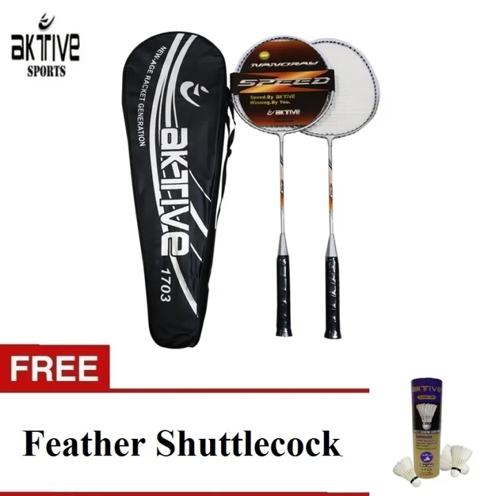Aktive Badminton Racket 1703 Set of 2 (Silver) w/ free Feather ...