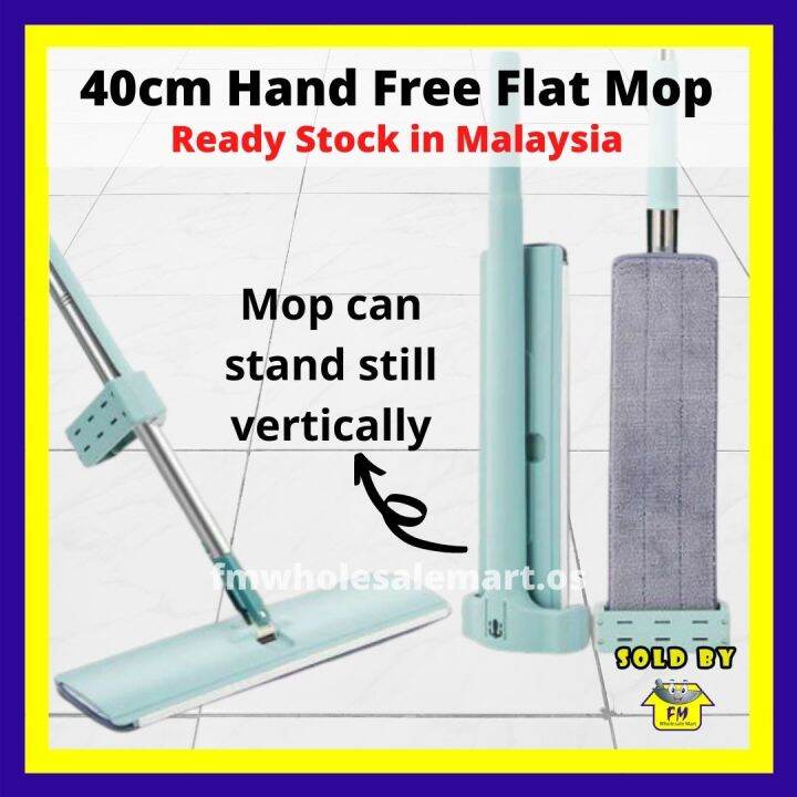 40cm Hand Free Flat Mop Self-Wring 360° Spin Rotate Mop Lazy Push ...