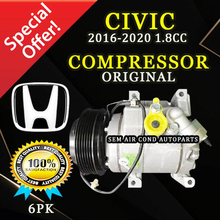 HONDA CIVIC FC NEW MODEL 2016-2020 YEAR 1.8CC 6PK ORIGINAL COMPRESSOR/ KOMPRESOR (CAR AIRCOND ...