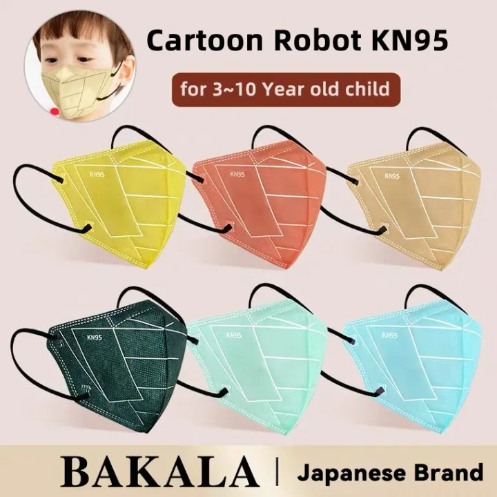Docho[3-10ปี] 50ชิ้นการ์ตูนหุ่นยนต์เด็กหน้ากาก Morandi KN95 3D ระบายอากาศเด็กหน้ากากใบหน้า N95 ...