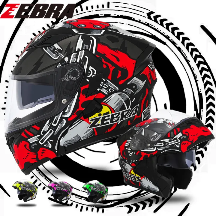 ZEBRA FF805 Motorcycle Helmets Full face open helmet with dual lenses ...