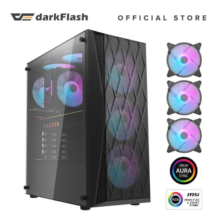 darkFlash DK352 Mesh Metal mesh design front panel ATX PC Case With ...