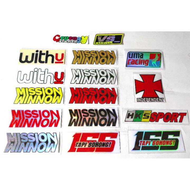 STICKER CUTTING MOTOR MOBIL MISSION MONNIM WITHU UMA RACING 155 CC TAPI ...