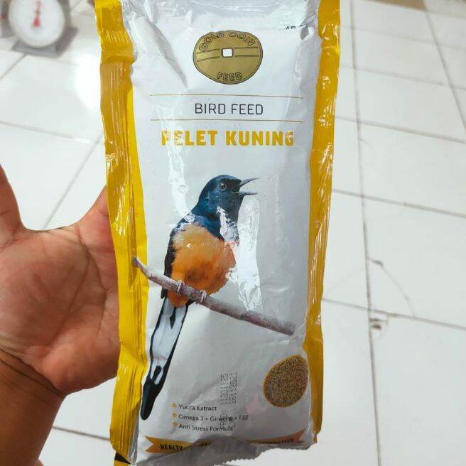 Gold coin voer pelet kuning pakan untuk burung murai kacer cucak ijo ...