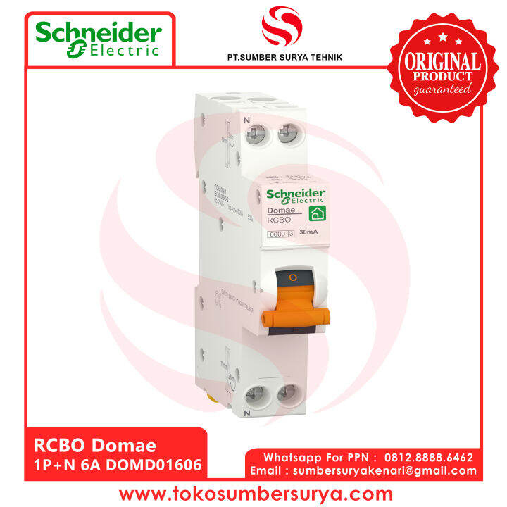 RCBO Slim Domae 1P+N 6A 30MA Saklar Listrik ON OFF DOMD01606 SNI Asli Ori Schneider | Lazada ...