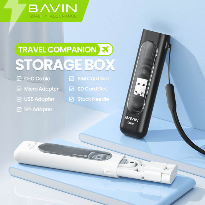 BAVIN CB299 7 In 1 Multifunctional Data Cable Storage Box Travel Essentials Support 60W Fast ...