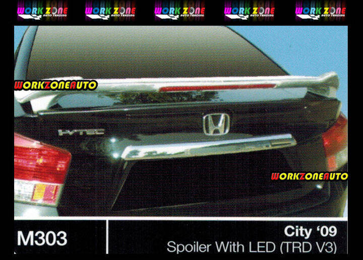 M303 Honda City 09 Fiber Spoiler With LED (TRD - V3) Body kit Bodykit ...
