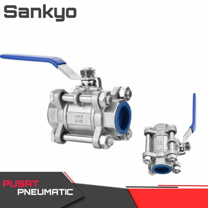 1/2" Ball Valve Sankyo Type 3Pc Body Ball Valve Stainless Stop Kran Stainless Type 3pc Body 1/2 ...