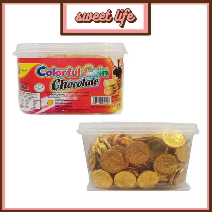 300'S COLORFUL COIN CHOCOLATE COKLAT BENTUK DUIT KECIL GOLD COLOUR ...