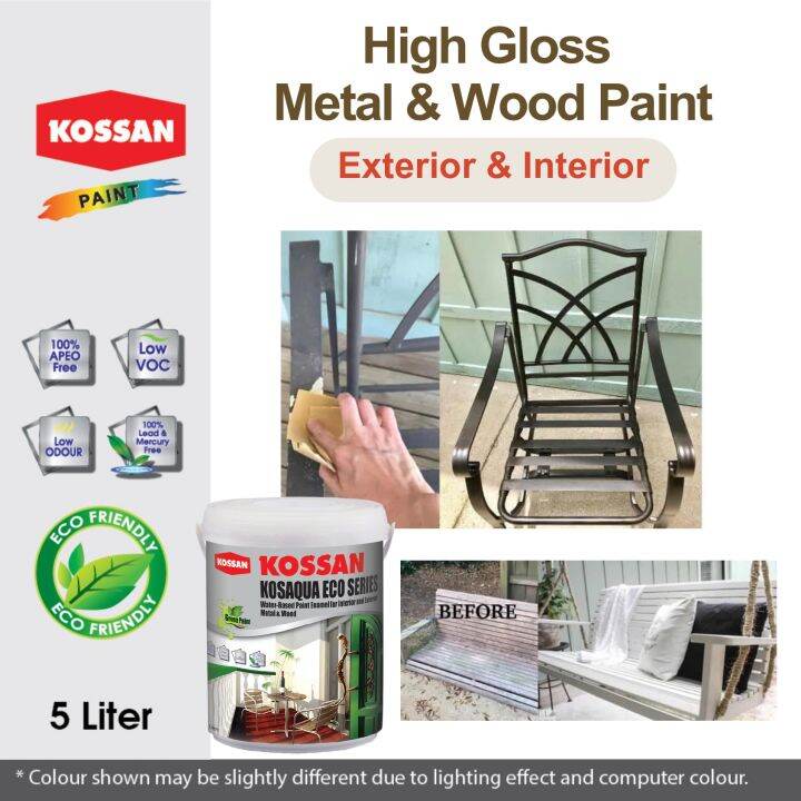 5L Kossan Kosaqua Eco High Gloss Wood & Metal Paint | Lazada