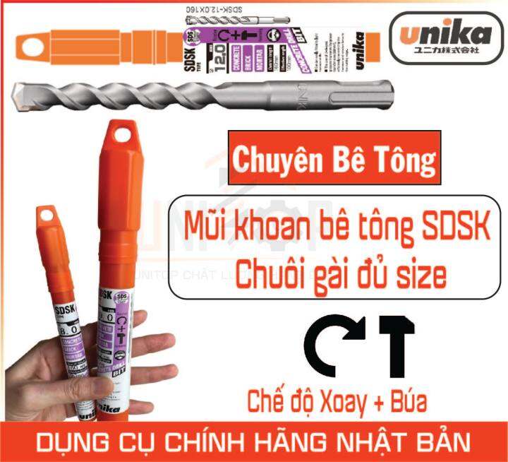 [HCM] [FREE SHIP] Mũi khoan chuyên Bê Tông SDSK Unika của Nhật khoan được trên nhiều chất liệu ...