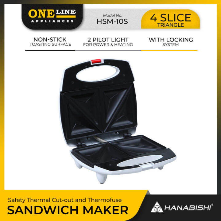 ONELINE Hanabishi (HSM-10S) 4 Slice Triangle Sandwich Maker with Safety ...