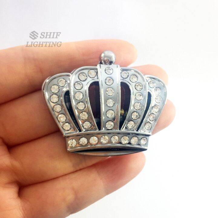 1 x Metal Gold Silver Crystal Diamond CROWN Logo Car Auto Bike Emblem ...