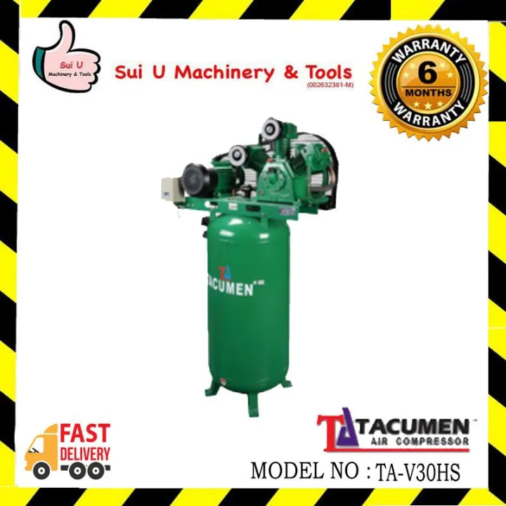 TACUMEN TA-V30HS Belt Driven Air Compressor 3hp 200litre 12.5bar 240v ...