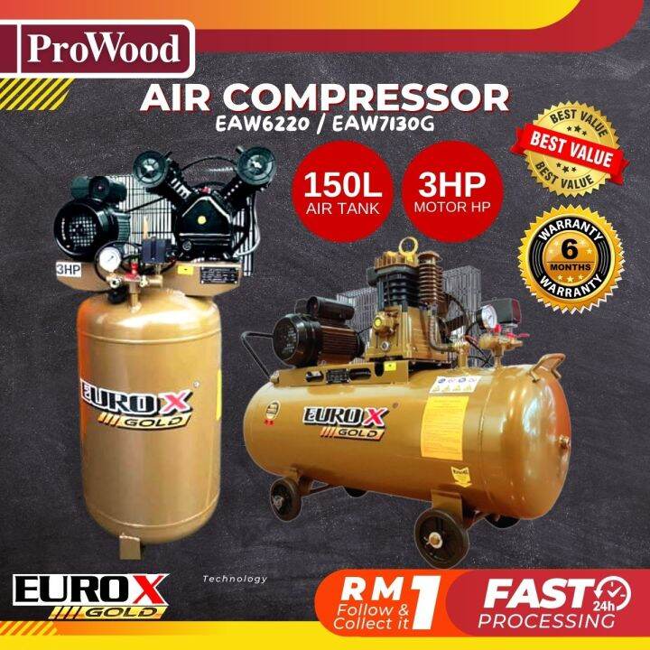 EUROX EAW-6220 / EAW-7130G Air Compressor 3HP 150Litre 150L 8Bar 240V | Lazada