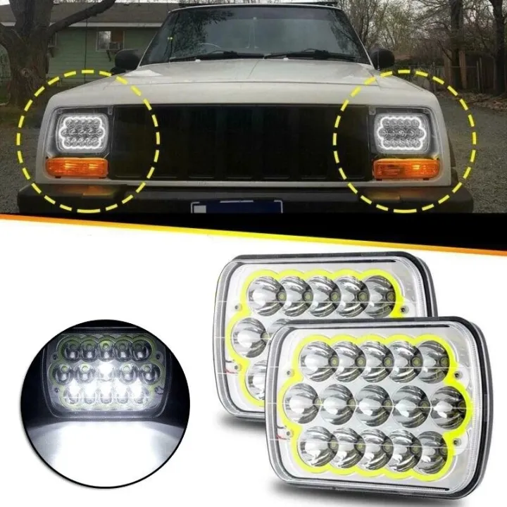 H4 Led Headlight 4x6 LED Headlamp 45W Hi/lo Beam 12v For Jeep Chevy Off ...