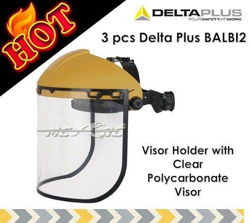 3 pc DELTA PLUS BALBI2 Visor Holder with Clear Polycarbonate Visor ...