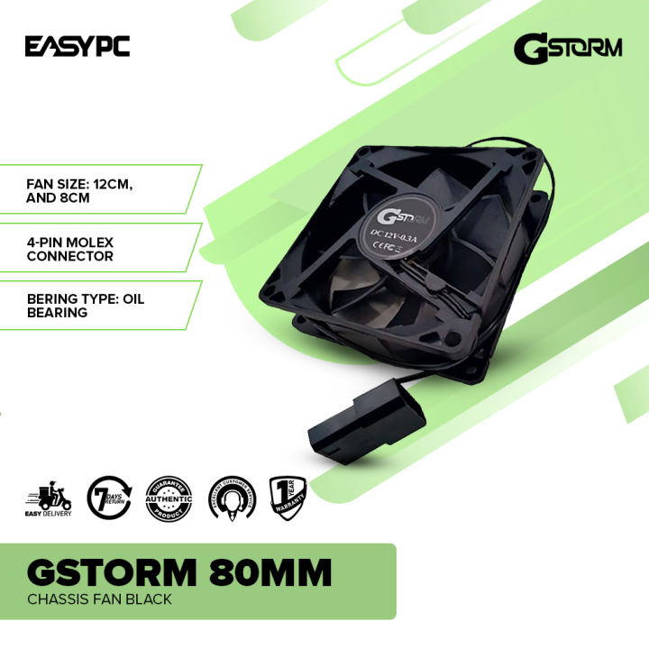 EasyPC | Gstorm 80mm Chassis Fan Black PC Case Fan | Lazada PH