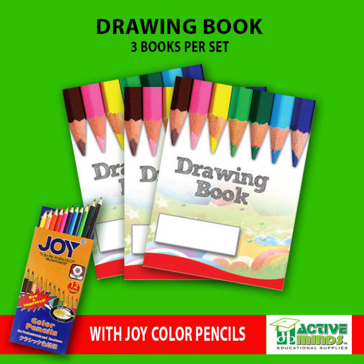 Drawing Books Set (3 pcs) with Color Pencils by ACTiVE MINDS | Lazada PH