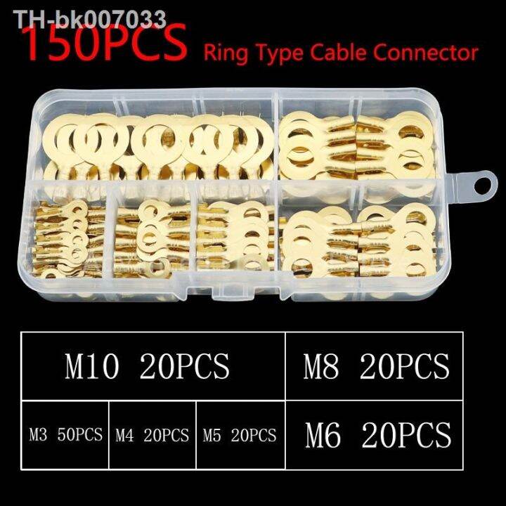 150PCS M3/M4/M5/M6/M8/M10 Ring Lugs Ring Eye Copper Crimp Terminals ...