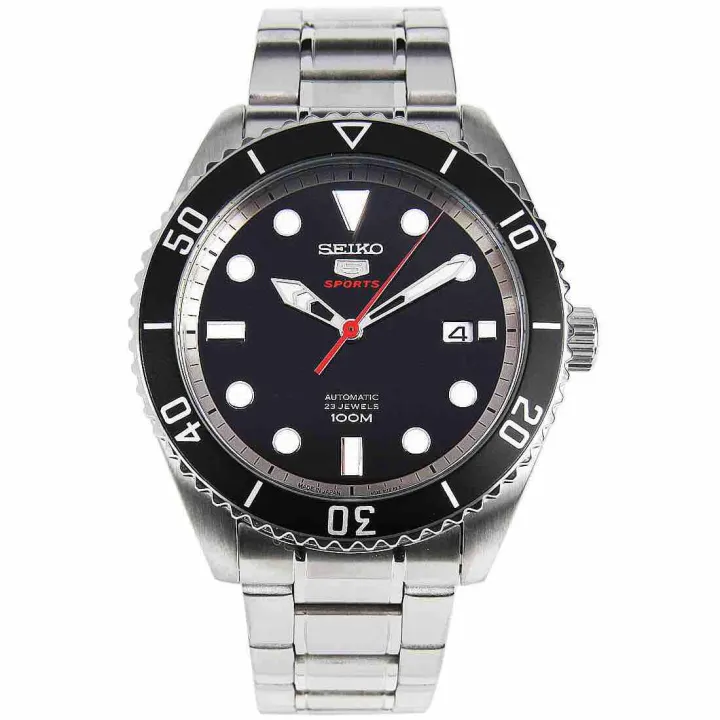 Seiko 5 Sports Automatic SRPB91 SRPB91K1 SRPB91K Black Dial Stainless ...