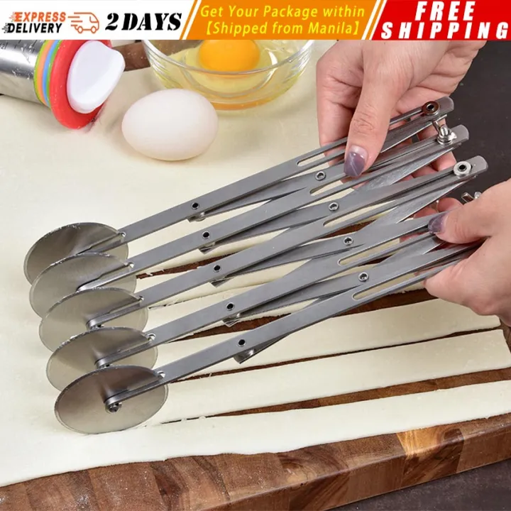 【Stainless Steel】5 Wheels Cutter Dough Divider Side Pasta Knife ...