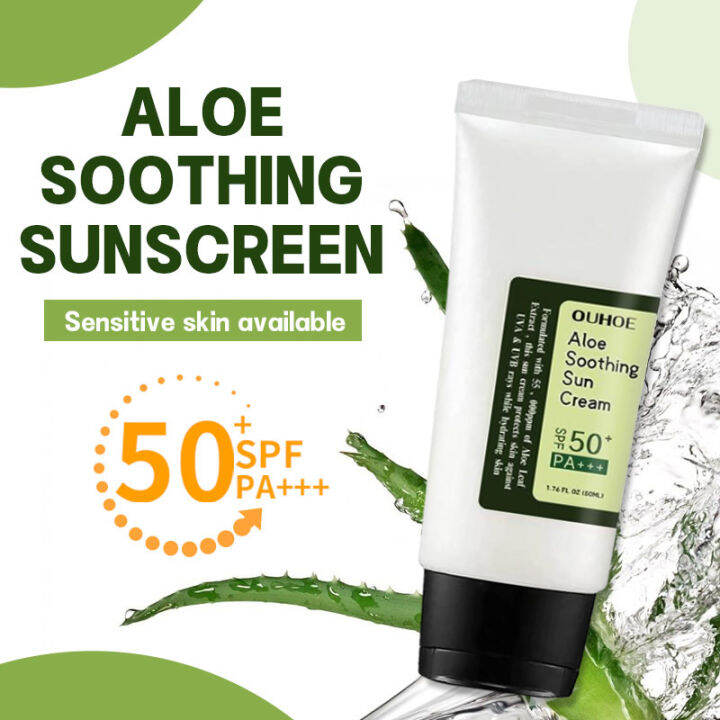 OUHOE Whitening Sun Cream Aloe Sunscreen SPF50 PA+++ Waterproof Long ...