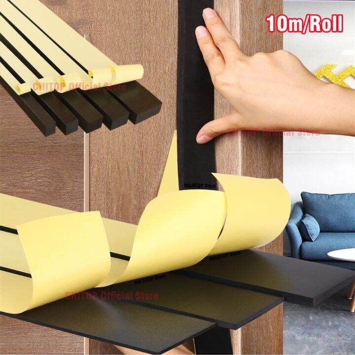 10M/Roll EPDM Flat Rubber Self Adhesive Sponge Seal Strip Single Sided ...