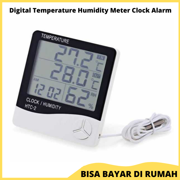 Digital Temperature Humidity Meter Clock Alarm Calender HTC-2 ...