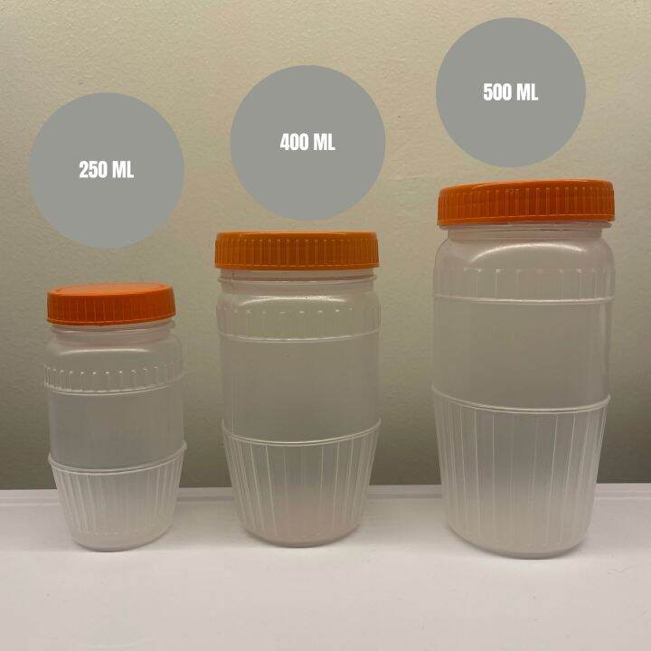 PLASTIC PEANUT BUTTER JAR SAUCE BOTTLE ATCHARA CONTAINER PICKLE BOTTLE JAR CANISTER BOTE 250ML ...