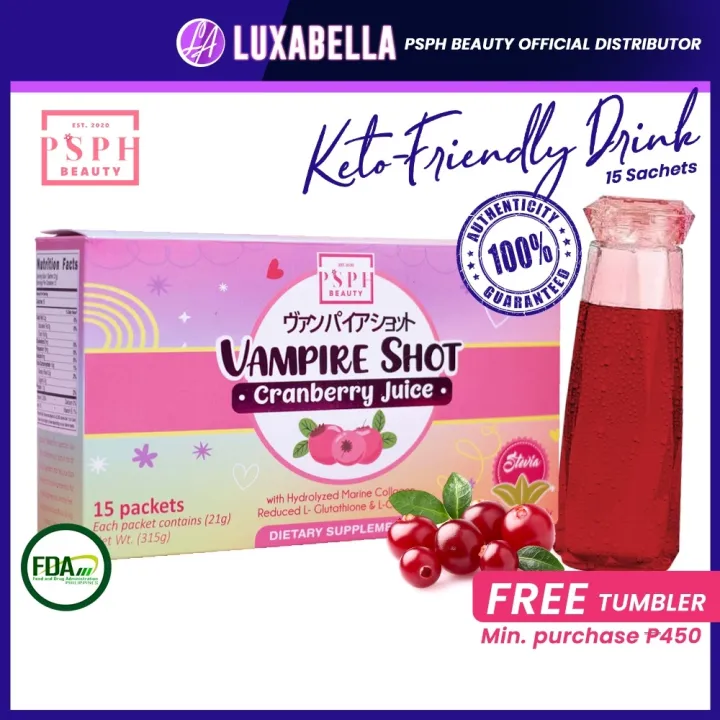 VAMPIRE SHOT Slimming Cranberry Blue Lemonade Juice with Collagen ...