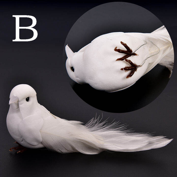 [Big Houses] Home Decorative Doves Artificial Foam Feather Mini White ...
