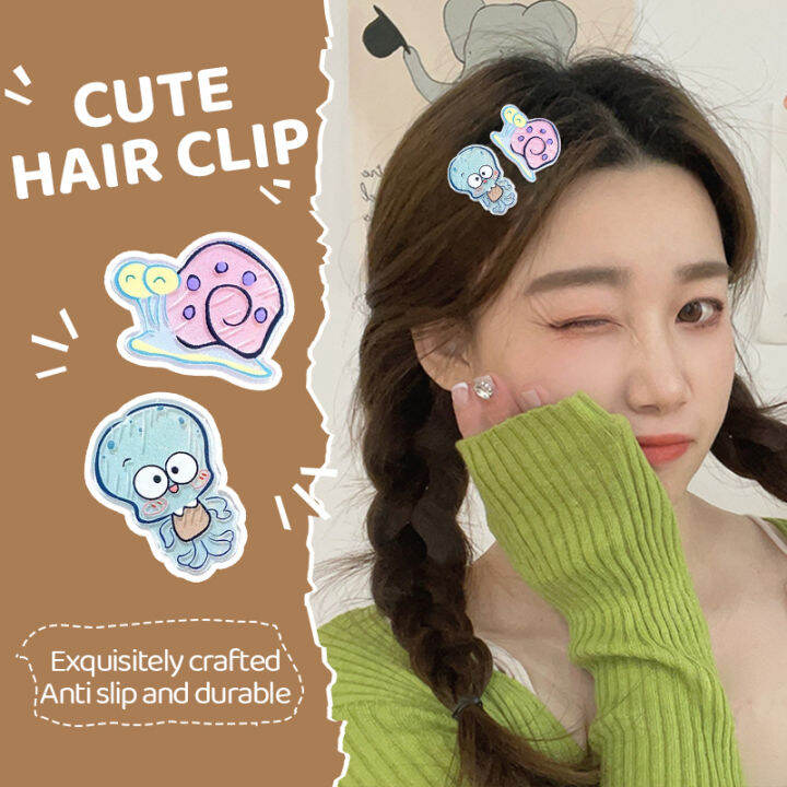 Stylespot⚡ Kartun SpongeBob Lucu Jepit Rambut Akrilik Duckbill Klip ...