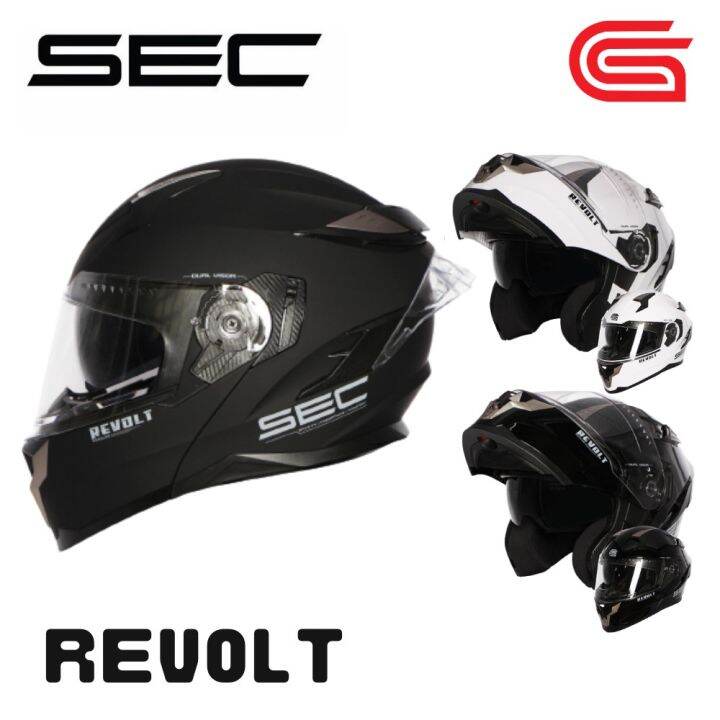 Explosive models SEC Revolt Modular Dual Visor Helmet with Smoke Lens ...