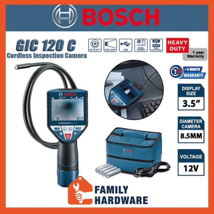 BOSCH GIC 120 C Cordless Inspection Camera Detector Wall Scanner Inspection Camera Drain Clog ...