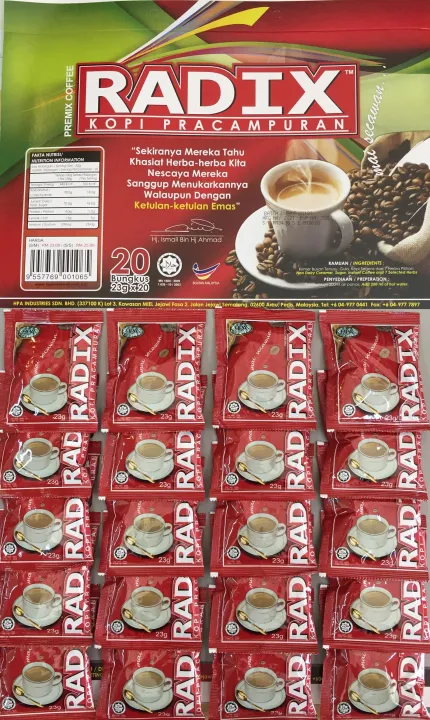 Kopi Radix Original HPA Papan (1 papan 20 sachet) | Lazada