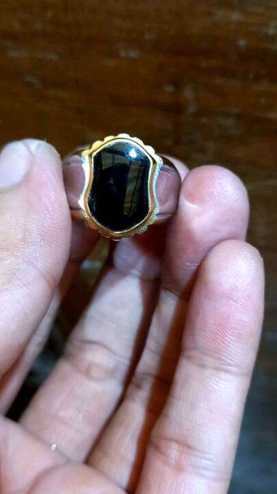 cincin batu black jade giok hitam aceh model trompah | Lazada Indonesia