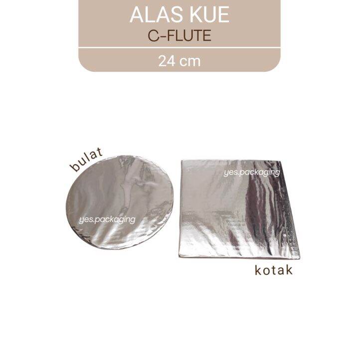 [24cm] ALAS KUE Tart Ulang Tahun Kotak Bulat Silver Tebal | Lazada ...