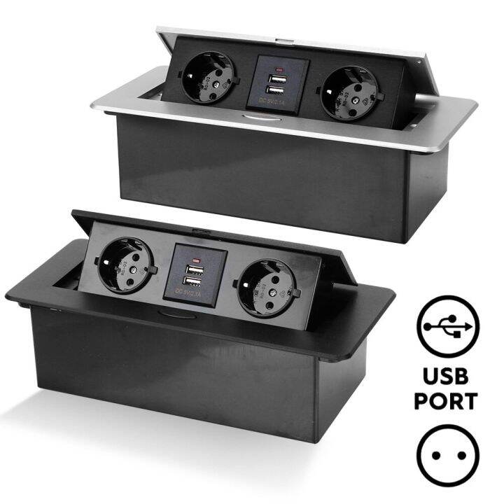 2 3 EU Concealed Countertop Socket Desk Retractable With USB Charging ...
