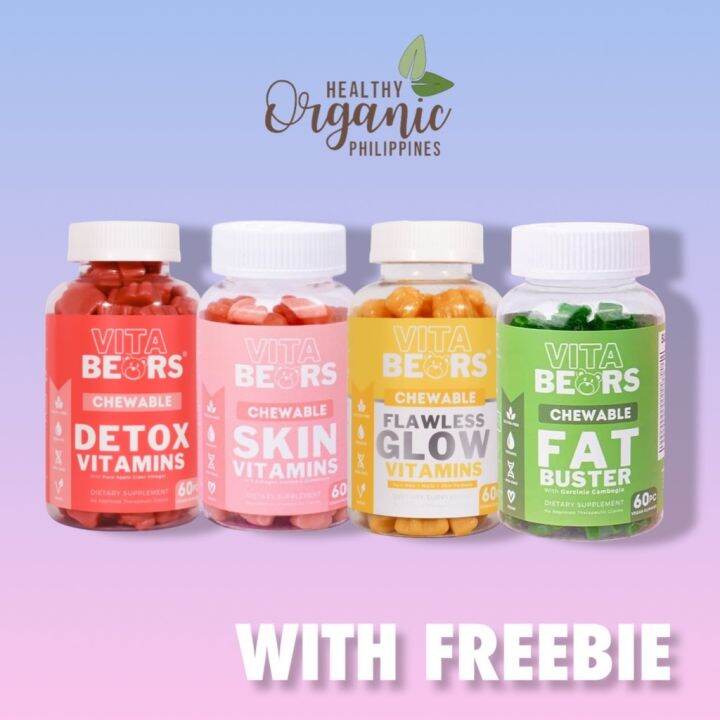 Vitabears Gummies Detox Hair Vitamins Collagen Glutathione Apple Cider ...