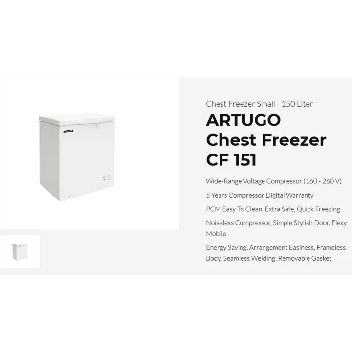 Artugo CF151 Chest Freezer 150L | Lazada Indonesia