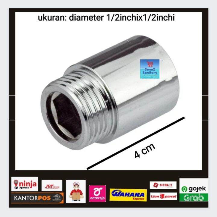 penyambung kran air ukuran 1/2 x 1/2, sok penyambung kran panjang 4 cm ...