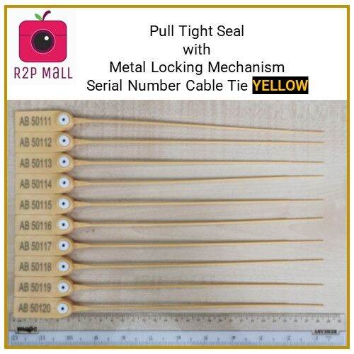 Pull Tight Seal with Metal Locking Mechanism Serial Number Cable Tie ...