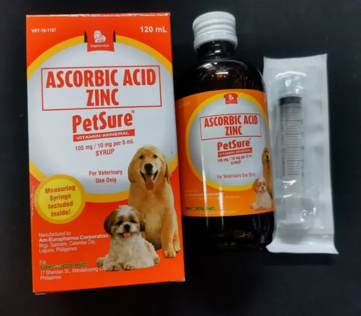 PetSure: Vitamin - Mineral Syrup for Dogs (Ascorbic Acid | Zinc) 120ml ...
