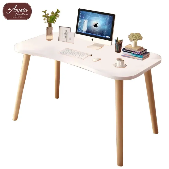 Amaia Furniture Natural Pine Wood Computer Study Desk Working Table 80 ...