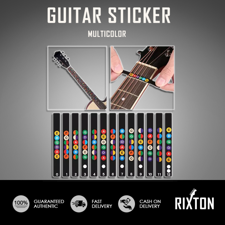 Guitar Sticker Fretboard Notes Map Labels Fingerboard Fret Decals for 6 ...