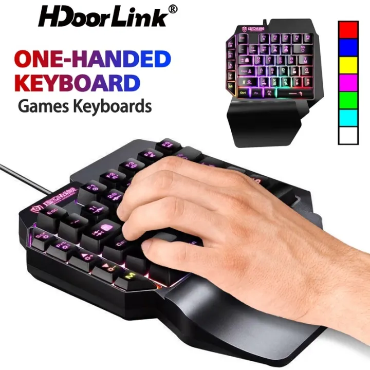 HdoorLink USB F6 One-Handed Mechanical Gaming Keyboard RGB Backlit ...