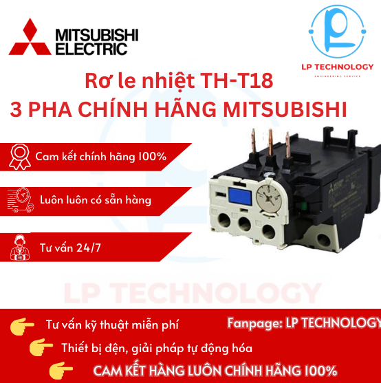 (RELAY) Rơ le nhiệt 3 pha chính hãng MITSUBISHI TH-T18 0.1A - 11A ...