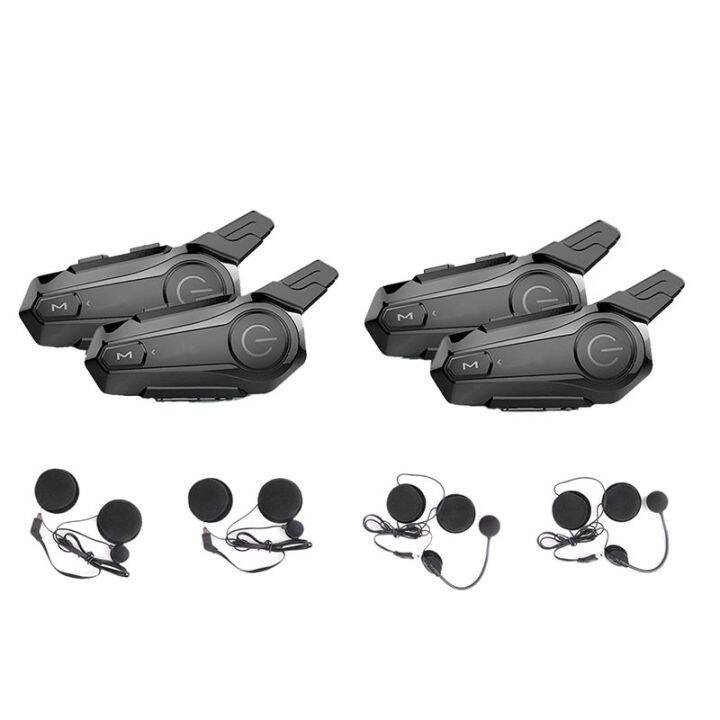 2Pcs Bluetooth Intercom Motorcycle Helmet Bluetooth Headset for 2 Rider ...